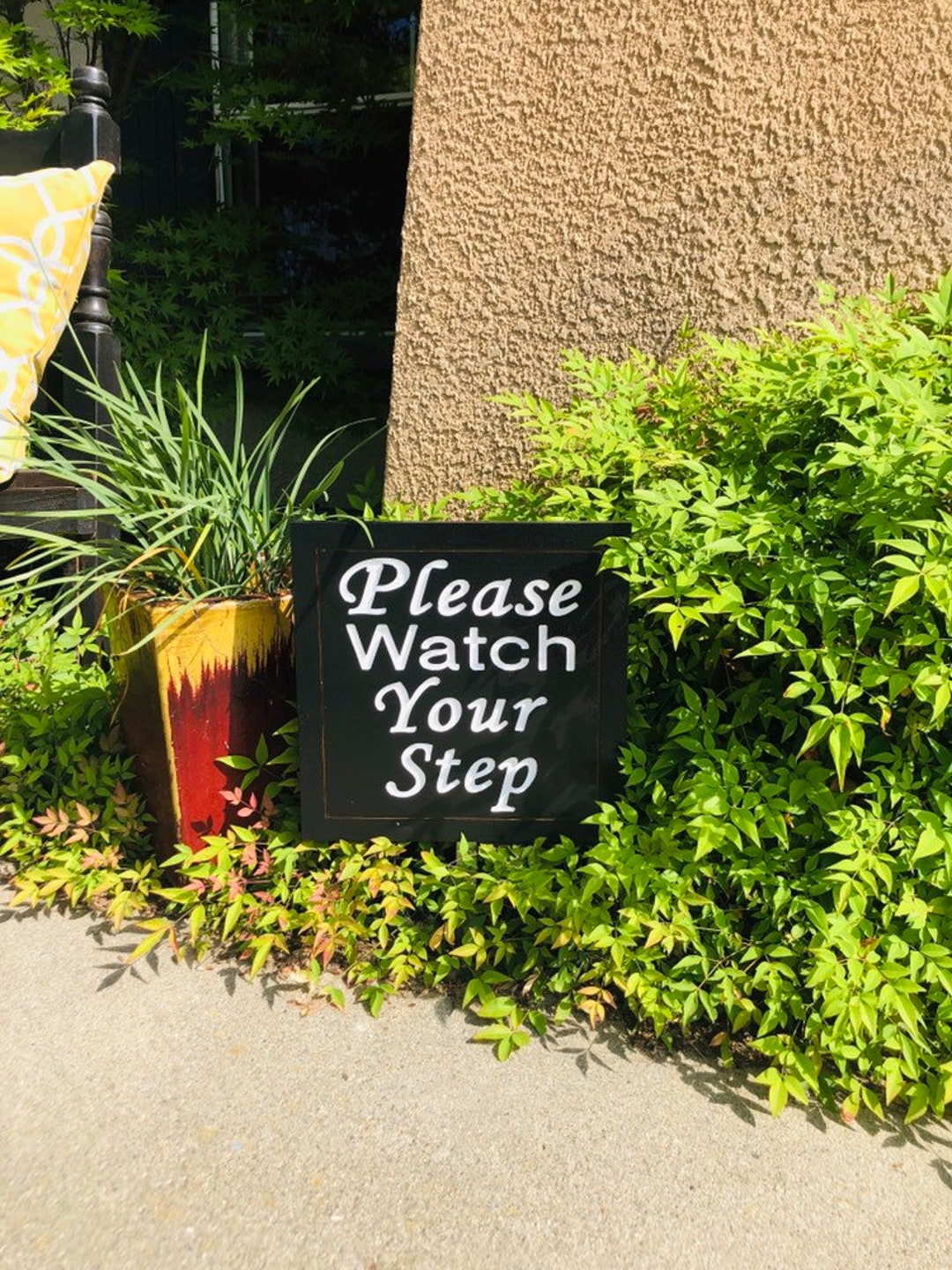 Please Watch Your Step Engraved Wood Garden Sign - Etsy