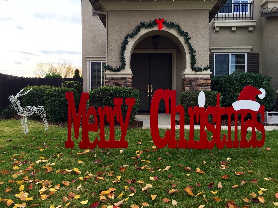 Merry Christmas Outdoor Holiday Yard Art Sign Large - Etsy
