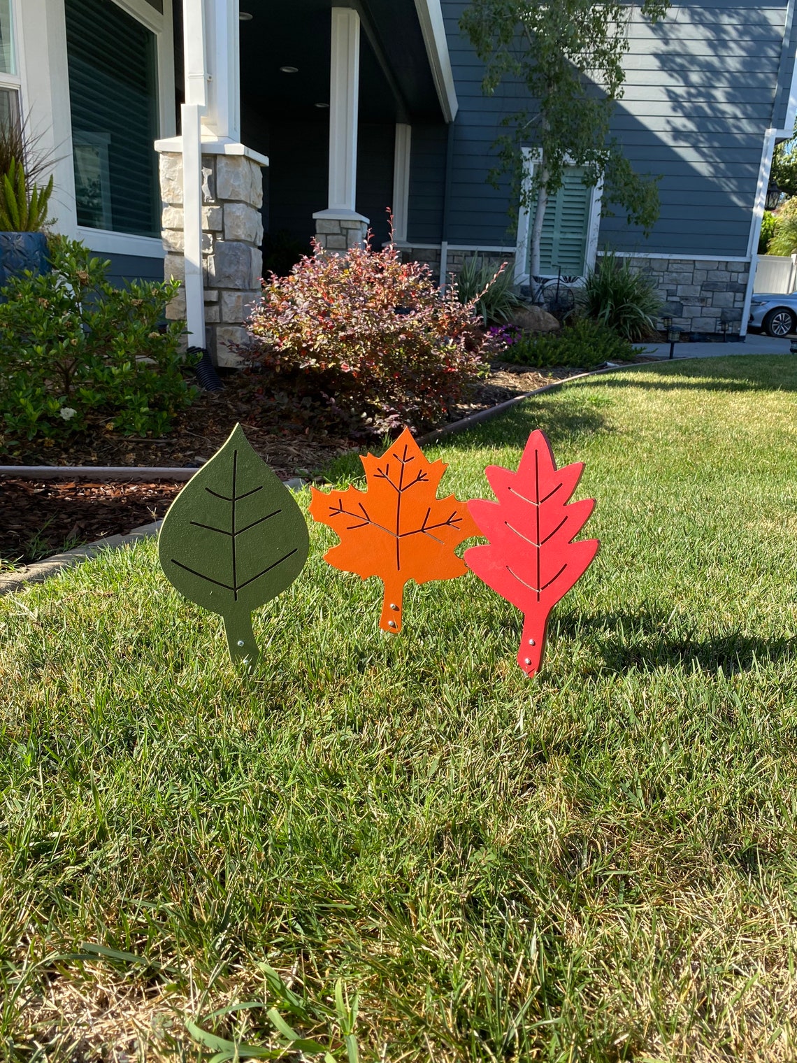 Fall Leaves Engraved Wood Yard Art Sign | Etsy