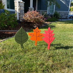 Fall Leaves Engraved Wood Yard Art Sign - Etsy