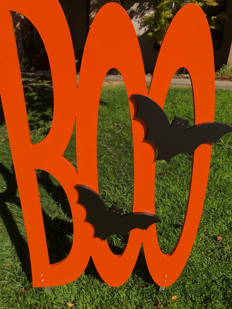 Halloween Boo Sign With Bats Large Decorative Fall Wood Yard | Etsy