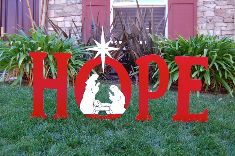 Hope With Christmas Nativity Scene Outdoor Christmas Holiday Yard Art ...