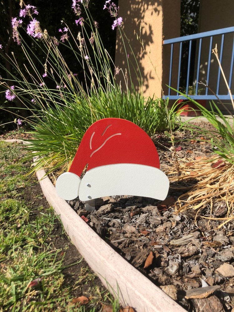 Santa Hat Outdoor Christmas Holiday Yard Art Sign | Etsy