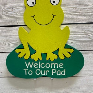 Welcome to Our Pad, Frog on Lily Pad, Engraved Wood Outdoor Sign - Etsy