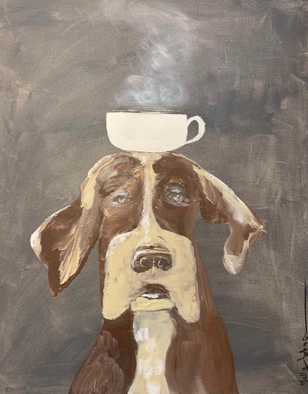 Pups N Cups Hound Acrylic Painting - Etsy