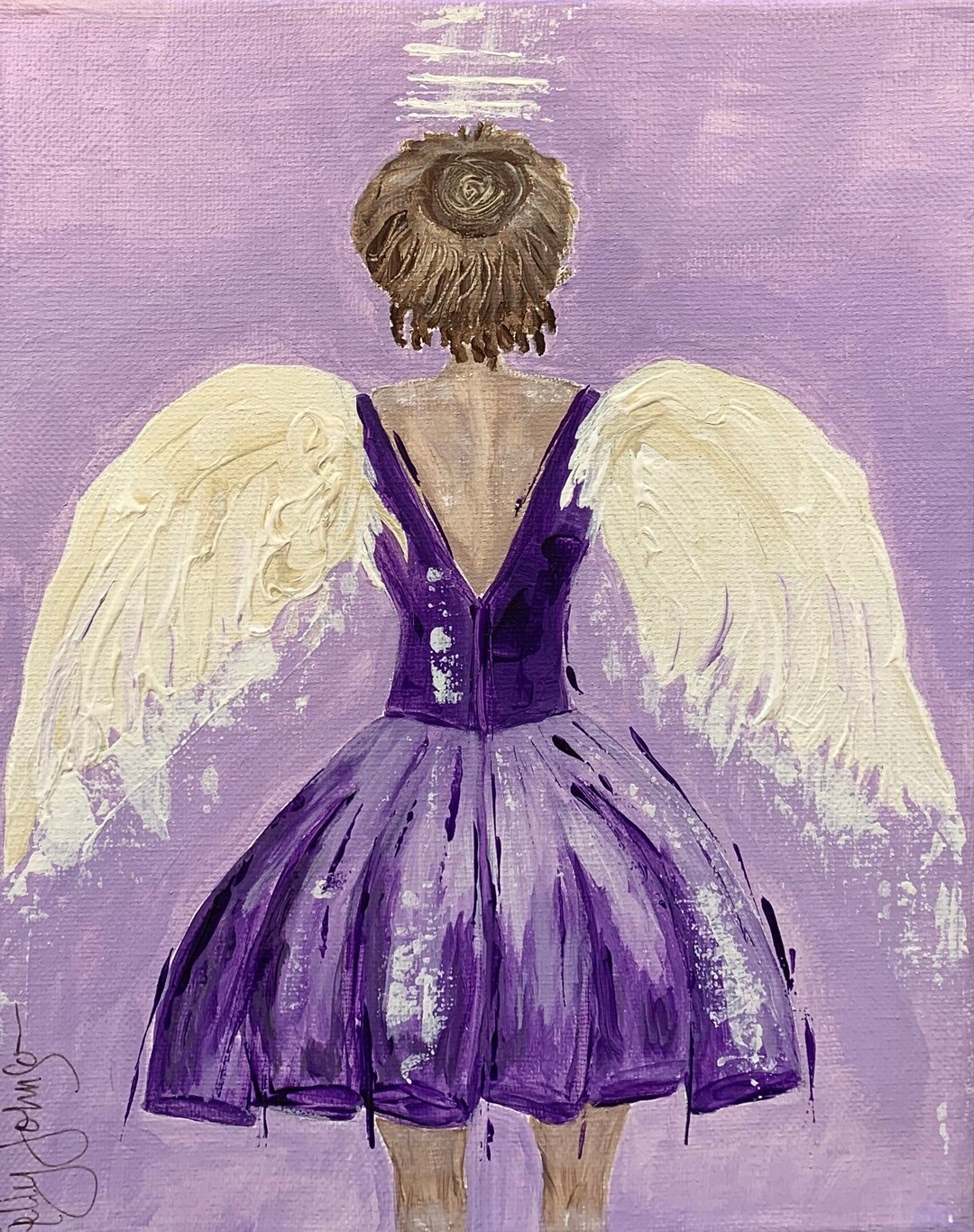 Angel in Purple Acrylic Painting - Etsy