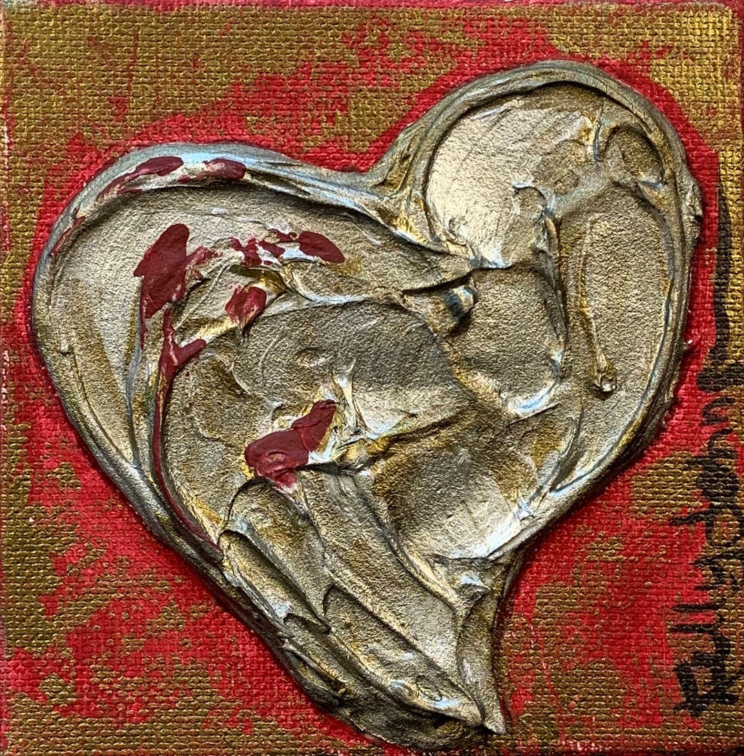Red Hot Heart Acrylic Painting - Etsy
