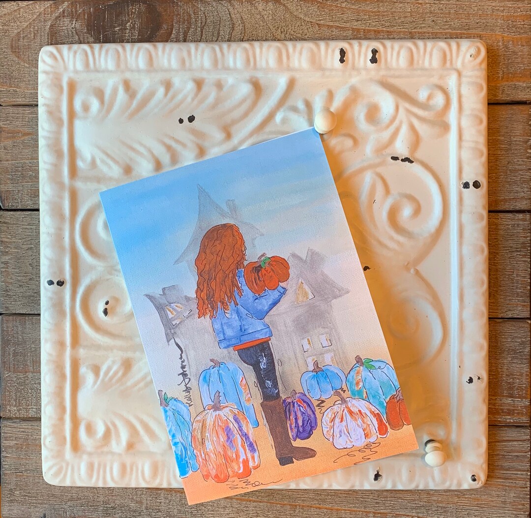 Pumpkin Patch Set of 4 Blank Cards - Etsy