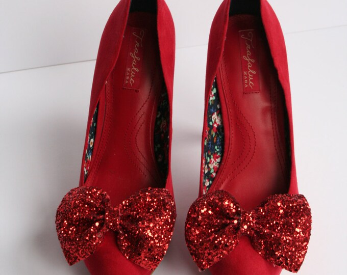 Red Glitter Heels, Red Court Heels, Red Glitter Shoes, Custom Glitter ...