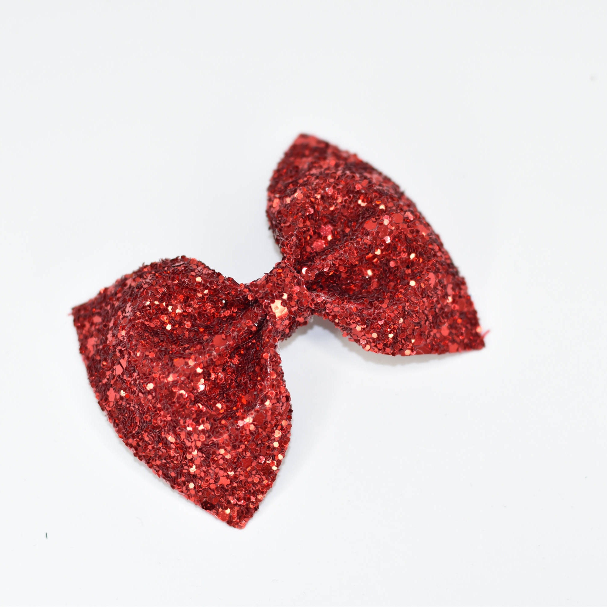 Mini Ruby Red Glitter Bow / Red Glitter Bow / Glitter Fabric | Etsy