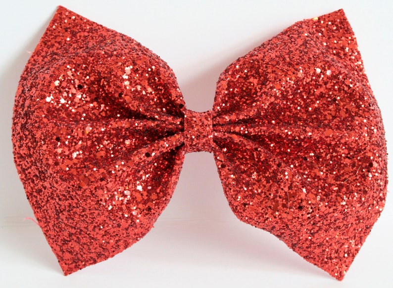 Maxi Ruby Red Glitter Bow / Red Glitter Bow / Glitter Fabric - Etsy