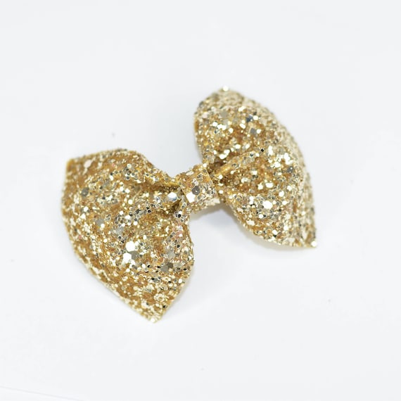 Mini Light Gold Glitter Bow / Gold Glitter Bow / Glitter | Etsy
