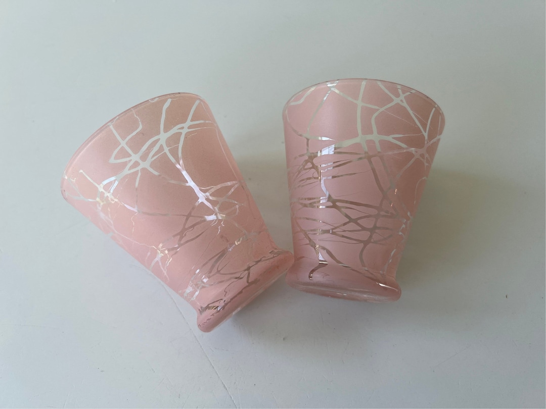 Vintage MCM Pink Shot Glass Set/vintage Atomic Shot Glass Pair/bridal ...