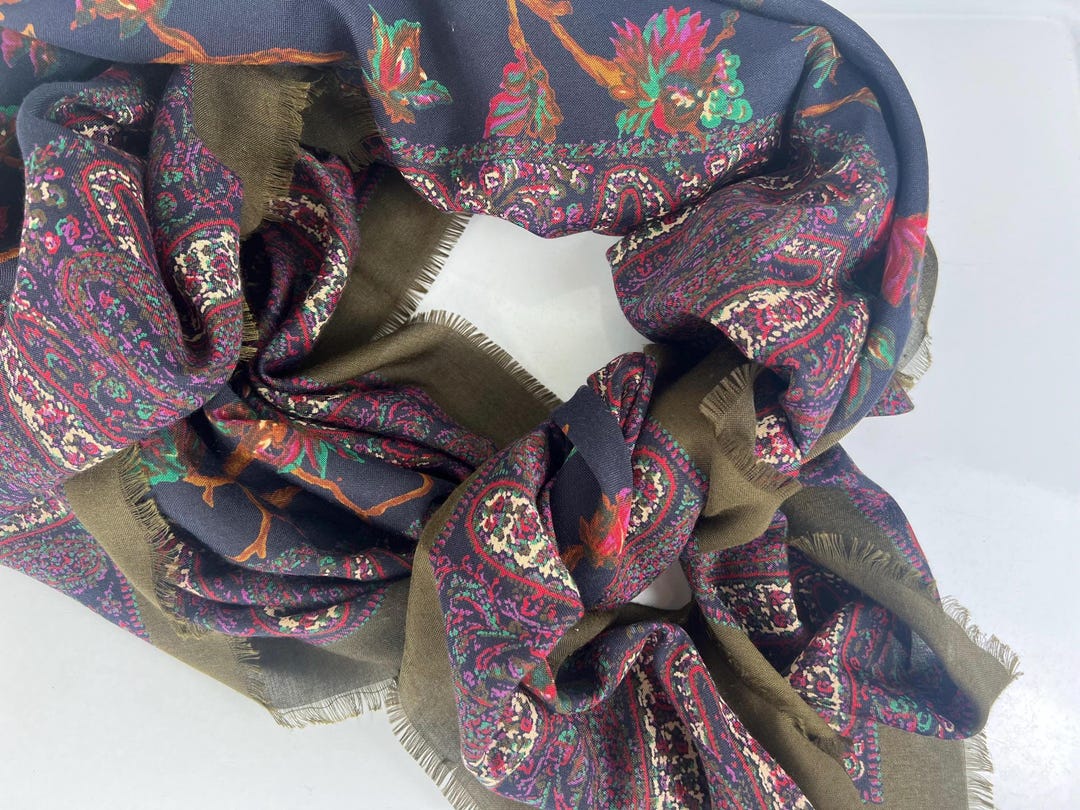 Vintage Jewel Tone Square Scarf 54x54/vintage Square Jewel Tone Scarf ...