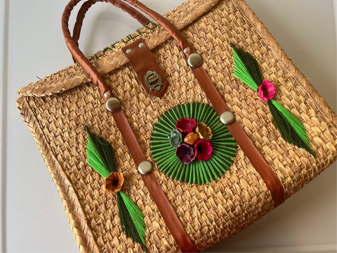 Vintage Acapulco Straw Bag Great Size 14 Inches/vintage Straw Bag - Etsy