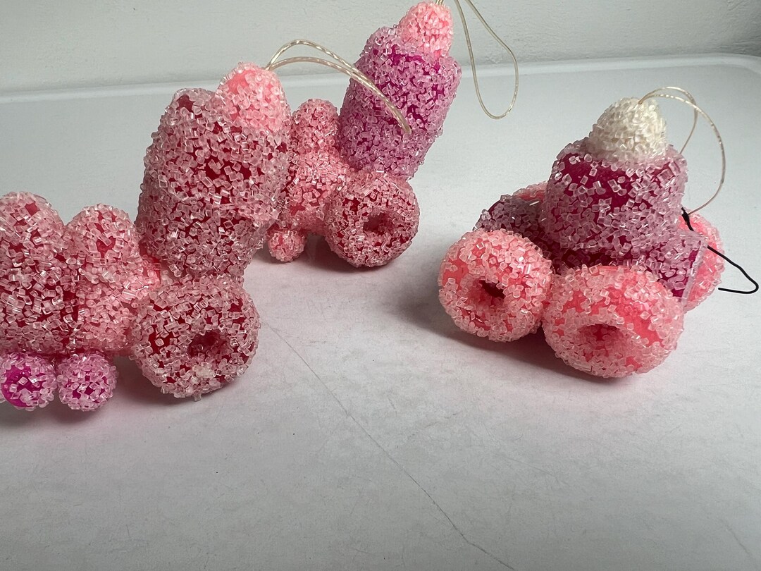 Vintage Hard Plastic Sugared Gumdrop Ornament Set/vintage Sugared ...