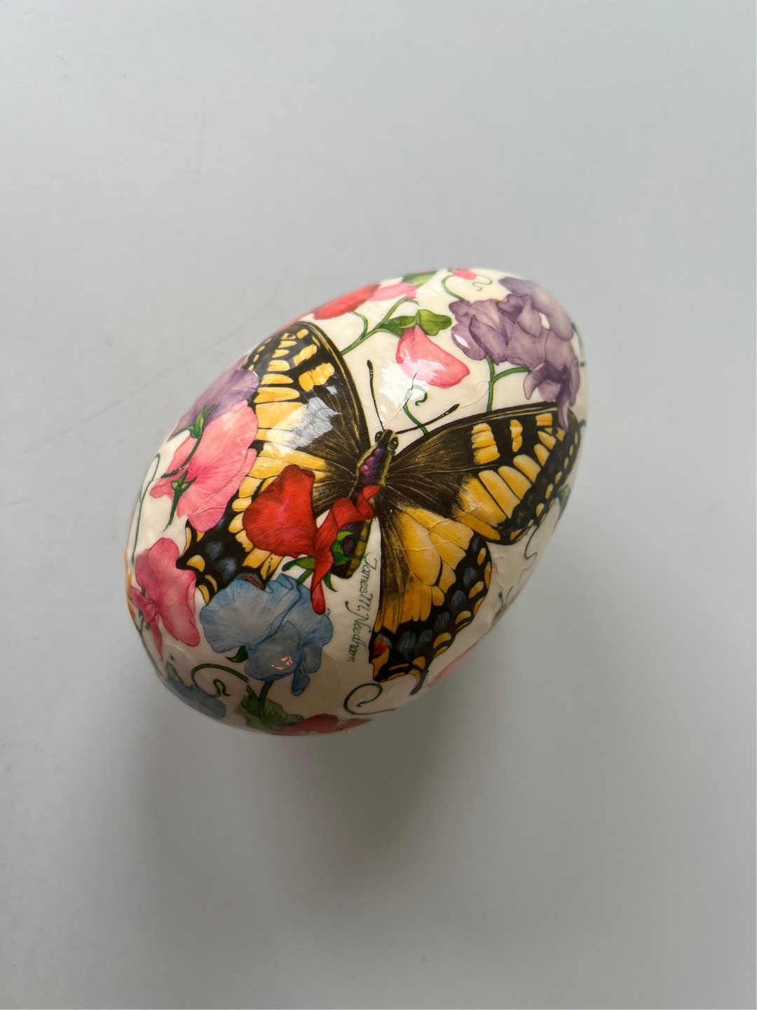 Lovely 6.5 Inch Spring Easter Paper Mache Découpage Glossy Egg - J - Etsy