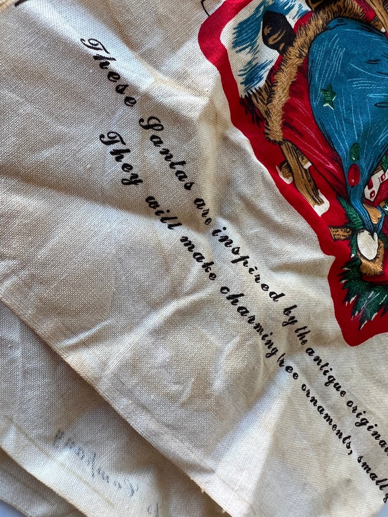 Vintage Cranston Printworks Mini Santa Pillow Fabric to Sew/vintage ...