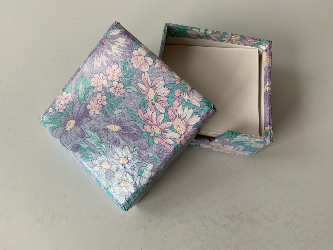 Floral Post It Scrap Note Storage Box/vintage Note Holder Box - P - Etsy