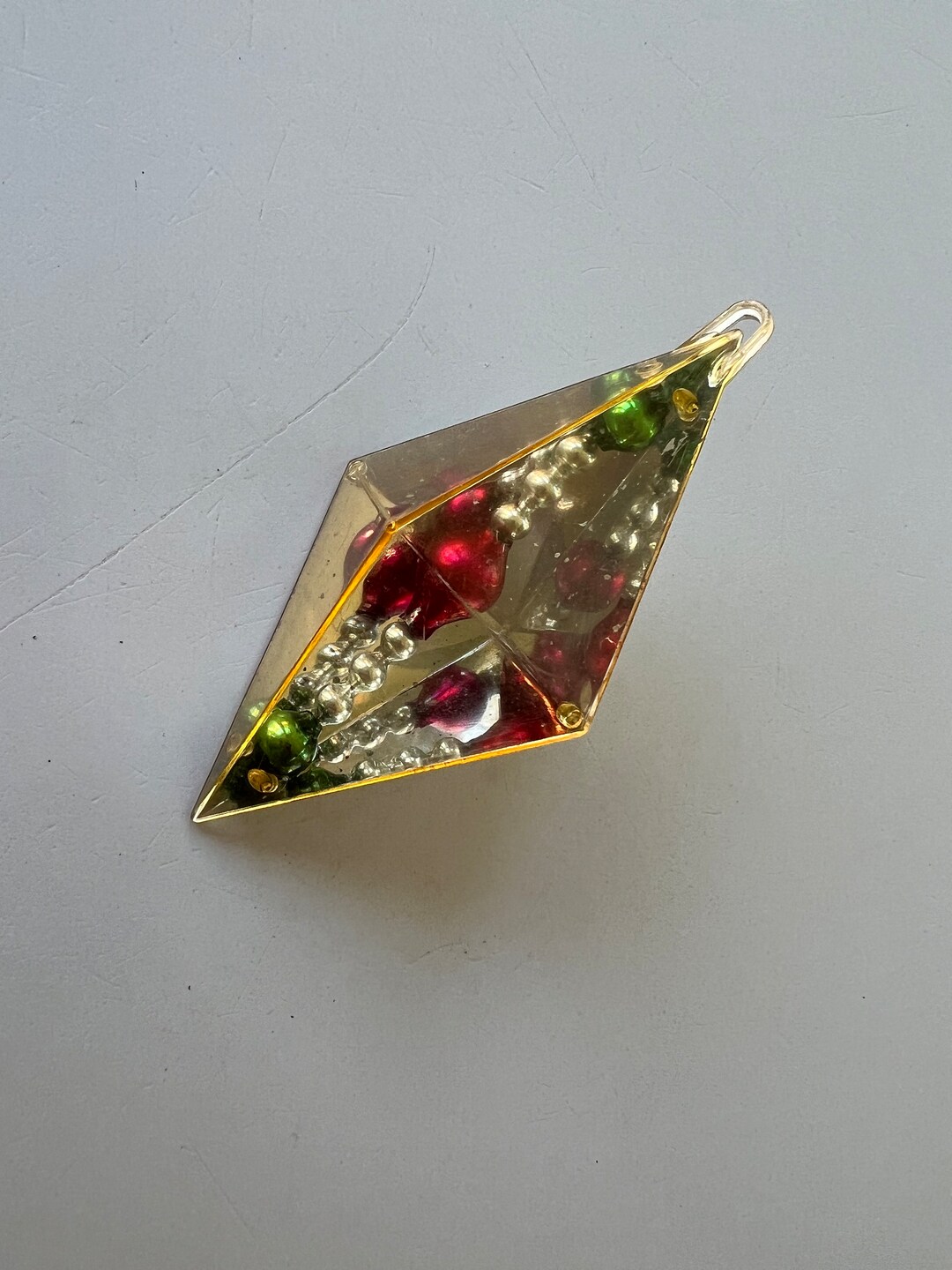 Vintage Plastic Diamond Shaped MCM Ornament With Mercury Glass Inside ...