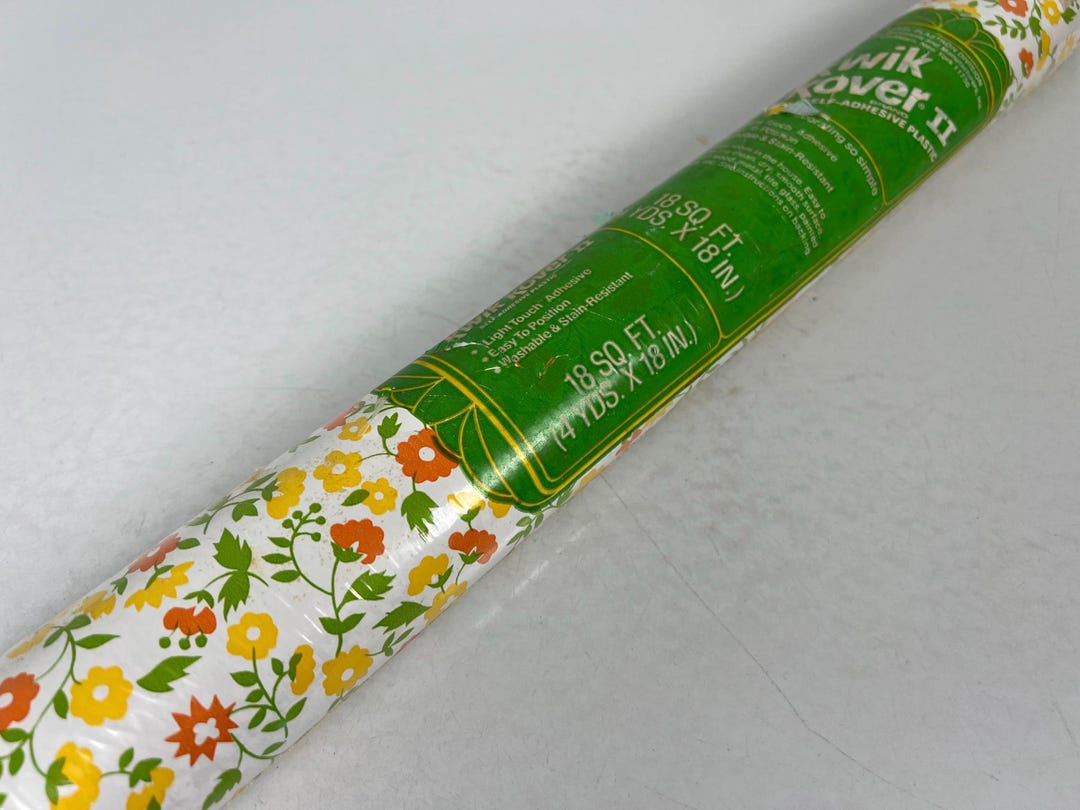 Adorable Vintage 18 Square Feet Kwik Kover Shelf Liner Paper Retro ...
