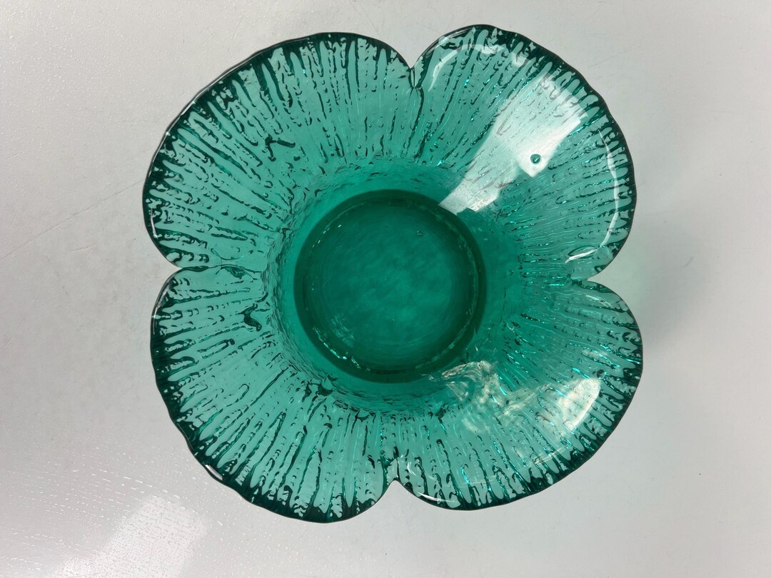 Vintage Blenko Sea Green Petal Bowl 6.5 Inch/blenko Green Glass Candy ...