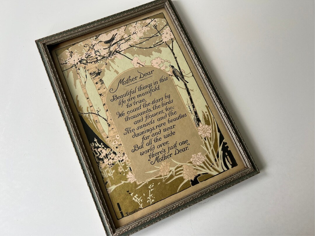 Antique Mother Dear Poem Art Gift Mothers Day/framed Mothers Poem Love ...
