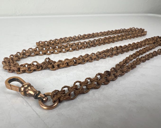 Antique Long Lightweight Ladies Watch Chain Intricate Grass Woven Chain ...