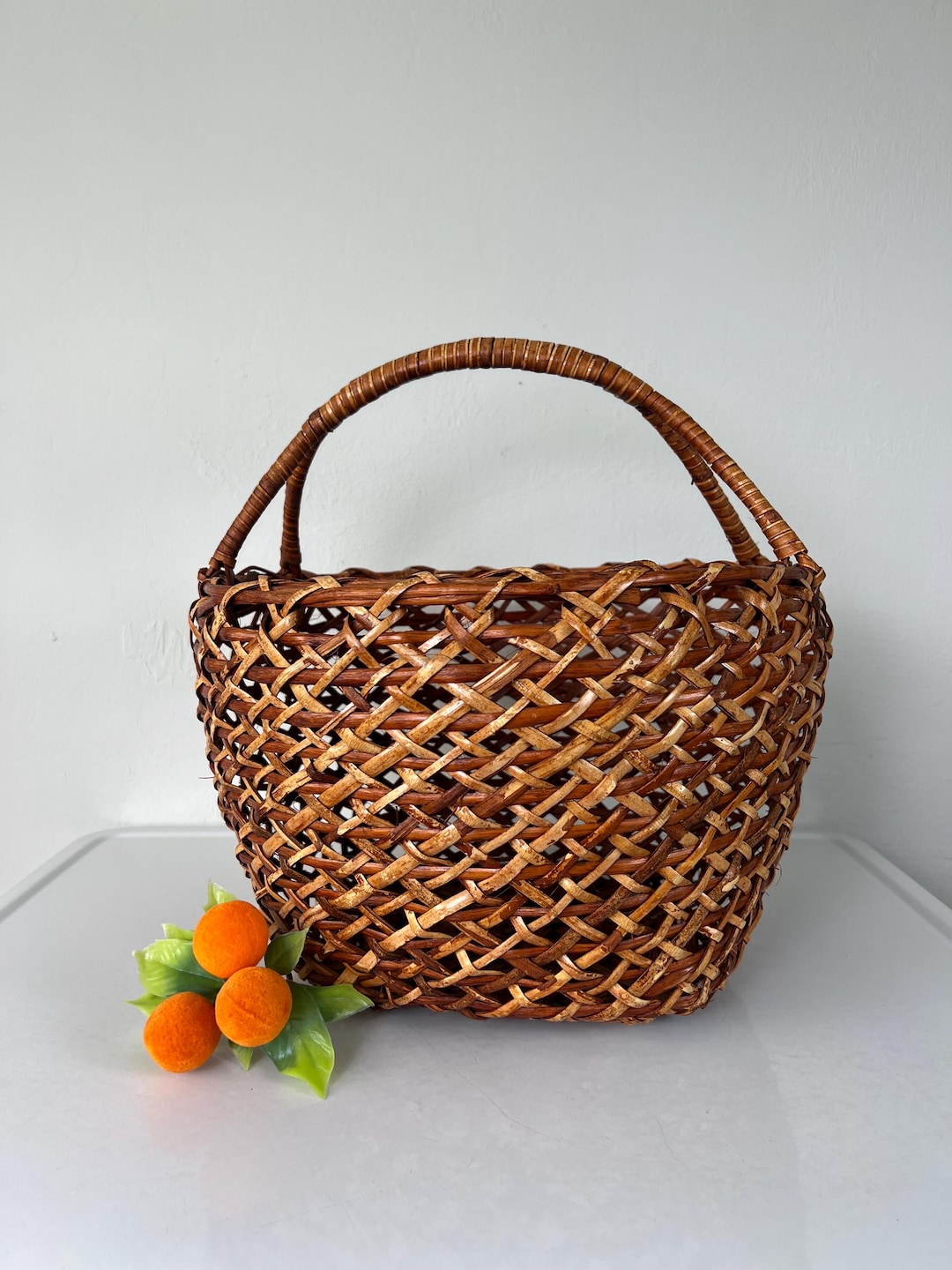 Vintage High Quality Basket Lovely Nice/14 Inch Beautifully Woven ...