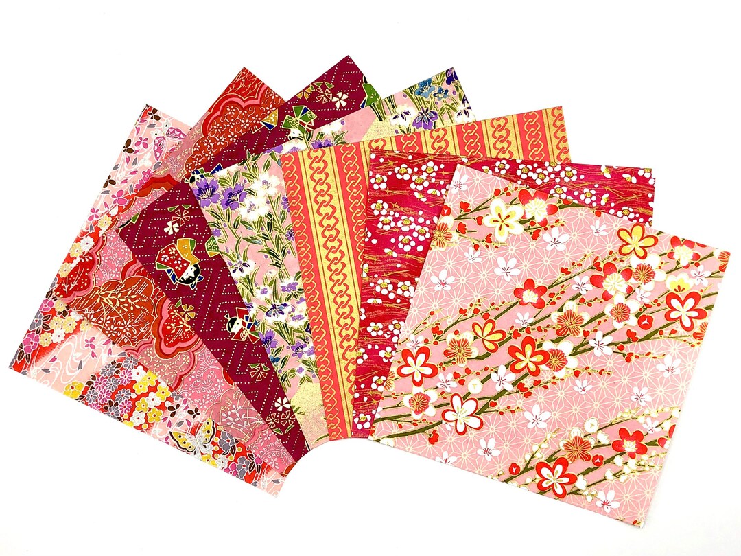 Japanese Yûzen-washi Papers / X 7 Sheets / Pink-2 - Etsy