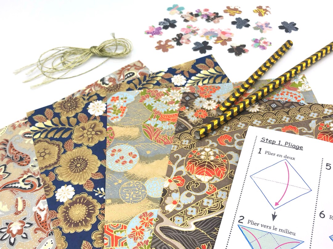 DIY KIT / Origami Fish Mobile / Japanese Washi Yuzen Paper / Brown - Etsy