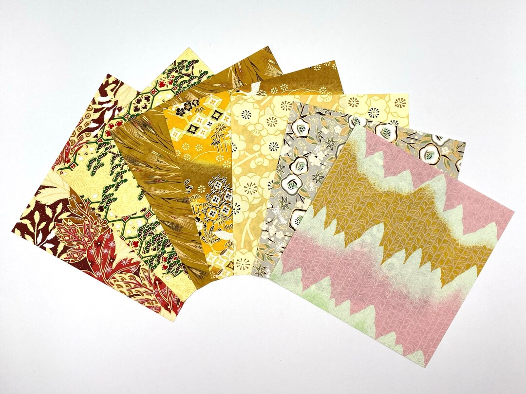 Japanese Yûzen-washi Papers / X 7 Sheets / Gold-4 - Etsy