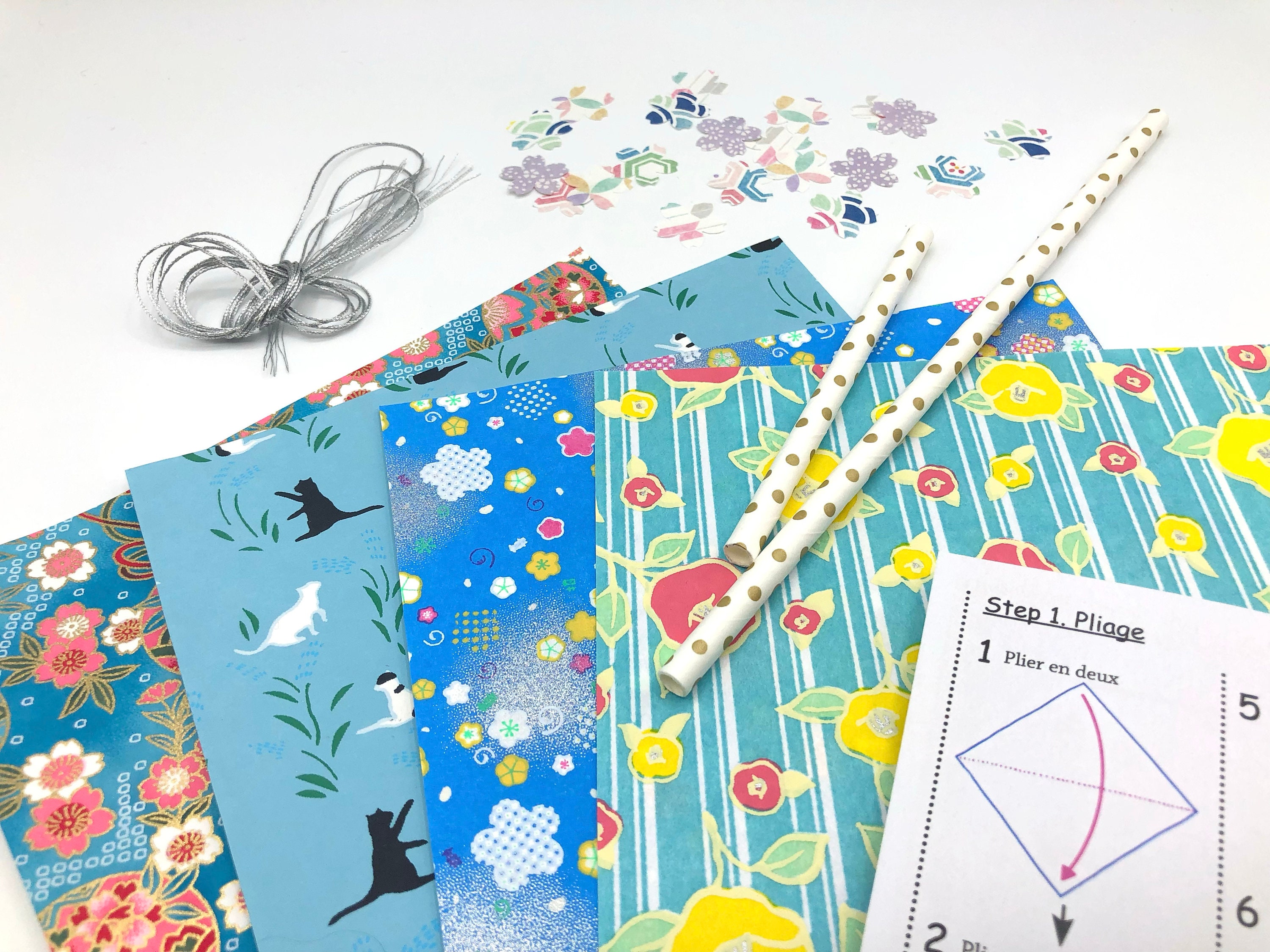 DIY KIT / Origami Fish Mobile / Japanese Washi Yuzen Paper / Blue - Etsy