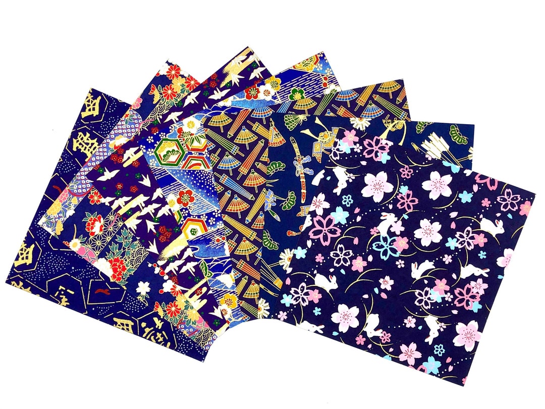 Japanese Yûzen-washi Papers / X 7 Sheets / Blue-1 - Etsy