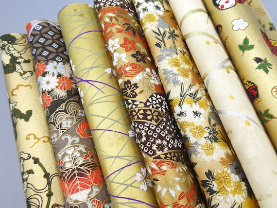 Japanese Papers Yûzen-washi / X 7 Sheets / Golden - Etsy