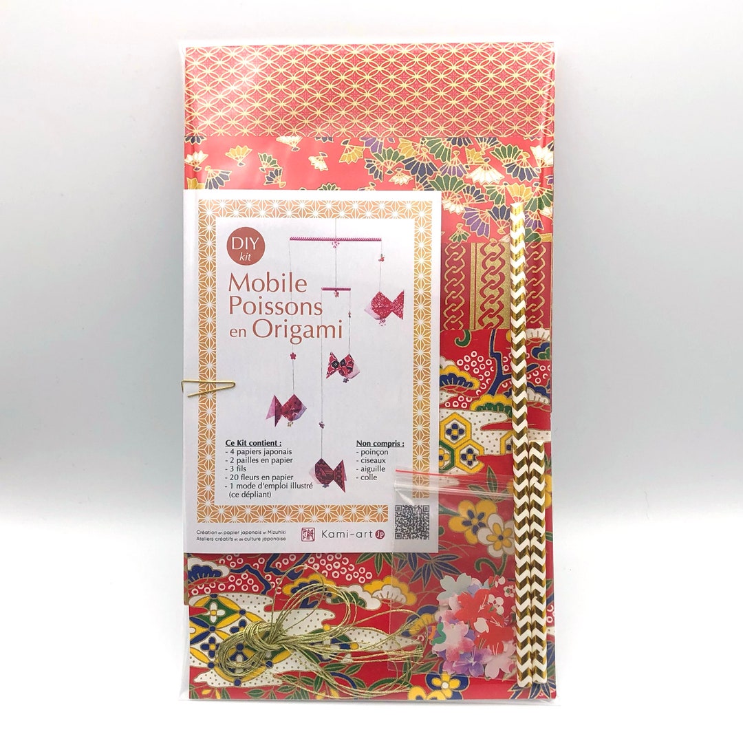 DIY KIT / Origami Fish Mobile / Japanese Washi Yuzen Paper / Red - Etsy