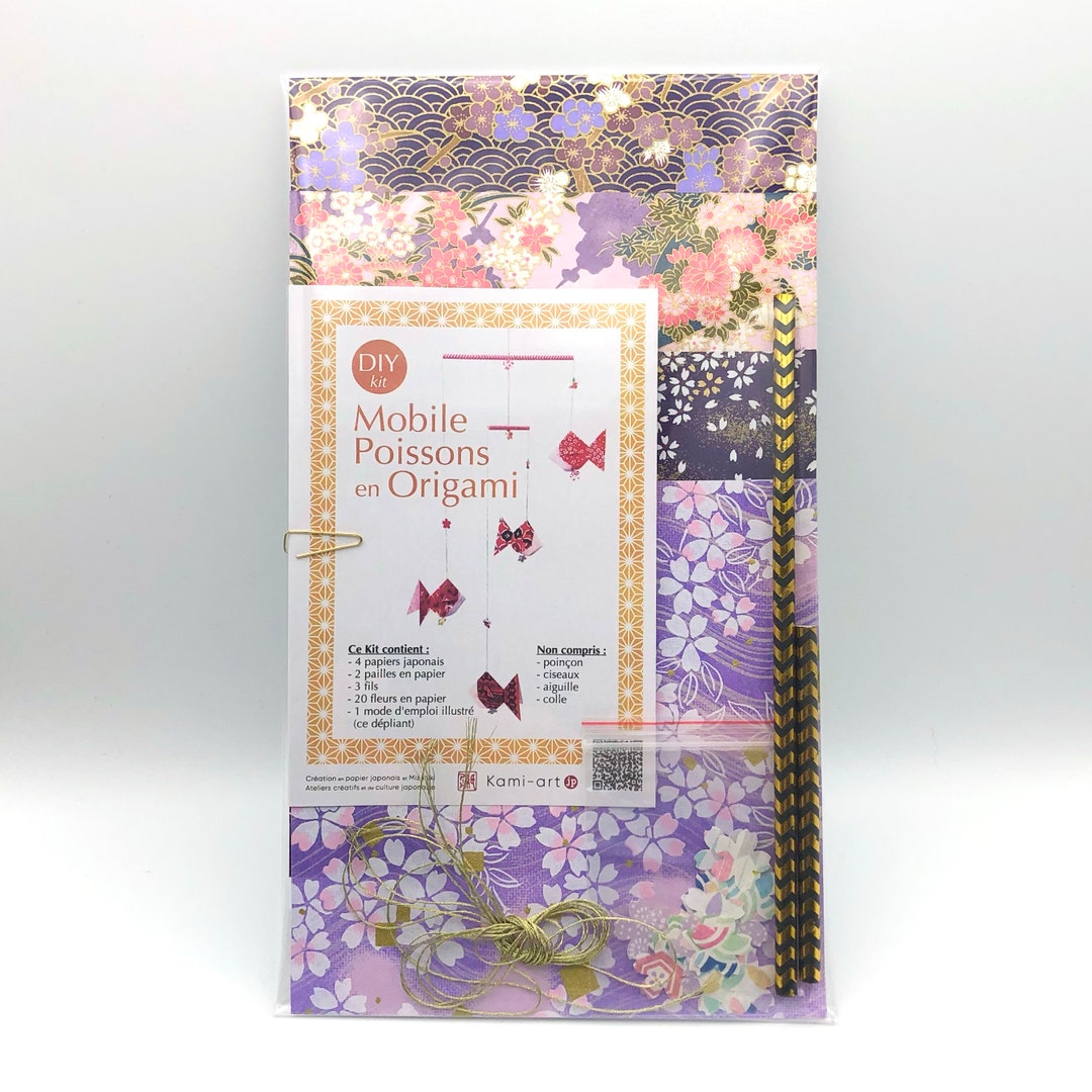 DIY KIT / Origami Fish Mobile / Japanese Washi Yuzen Paper / Purple - Etsy