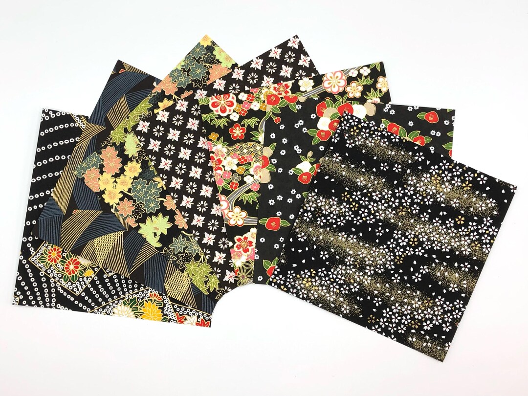 Japanese Yûzen-washi Papers / X 7 Sheets / Black-7 - Etsy