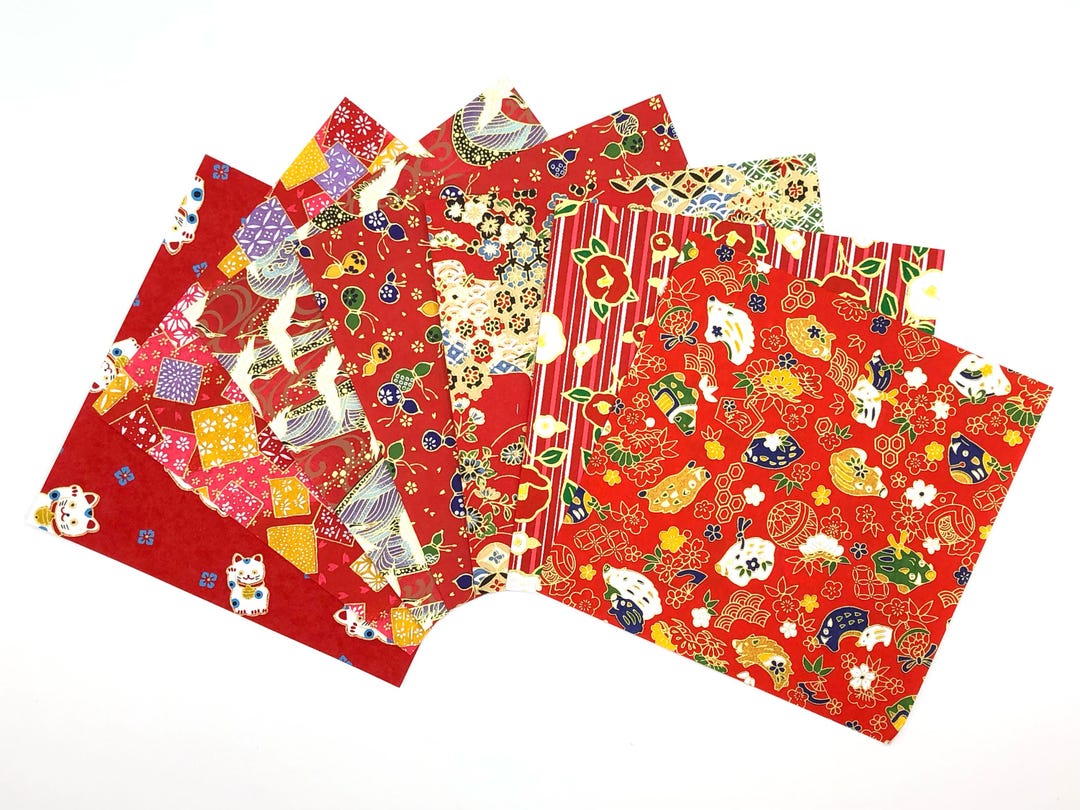 Japanese Yûzen-washi Papers / X 7 Sheets / Red-5 - Etsy