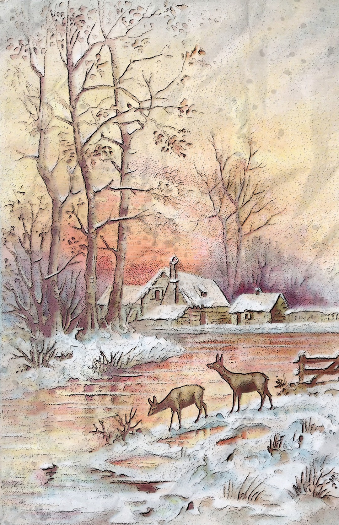 Rice Paper for Decoupage Craft Christmas Decorations Winter River 4862 ...