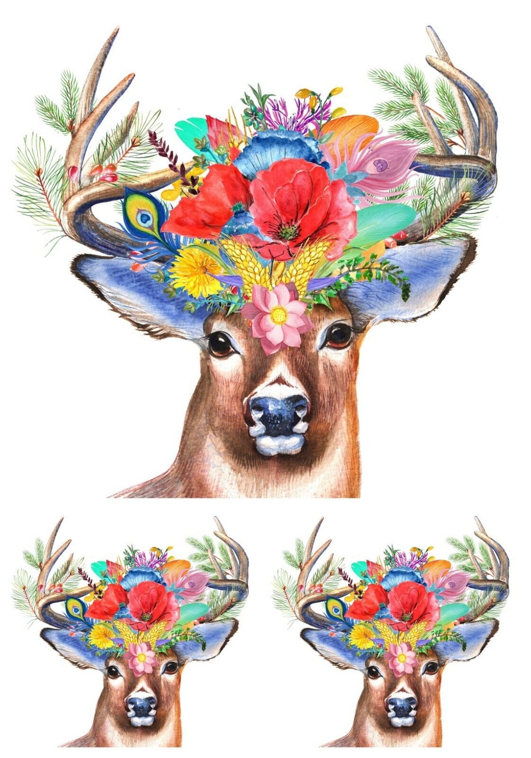 Rice Paper for Decoupage Scrapbook Craft Deer Flowers A4 Sheet 122* - Etsy