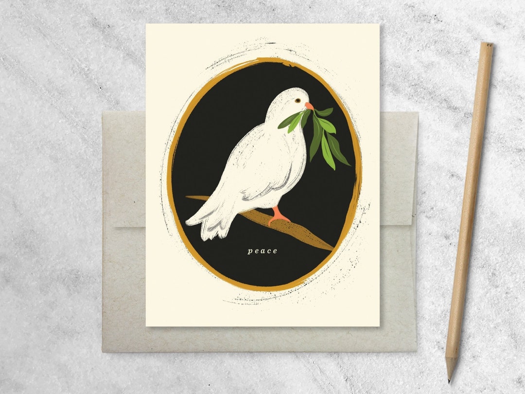 Peace Dove Holiday Cards With Kraft Envelopes - Set of 8 - Etsy