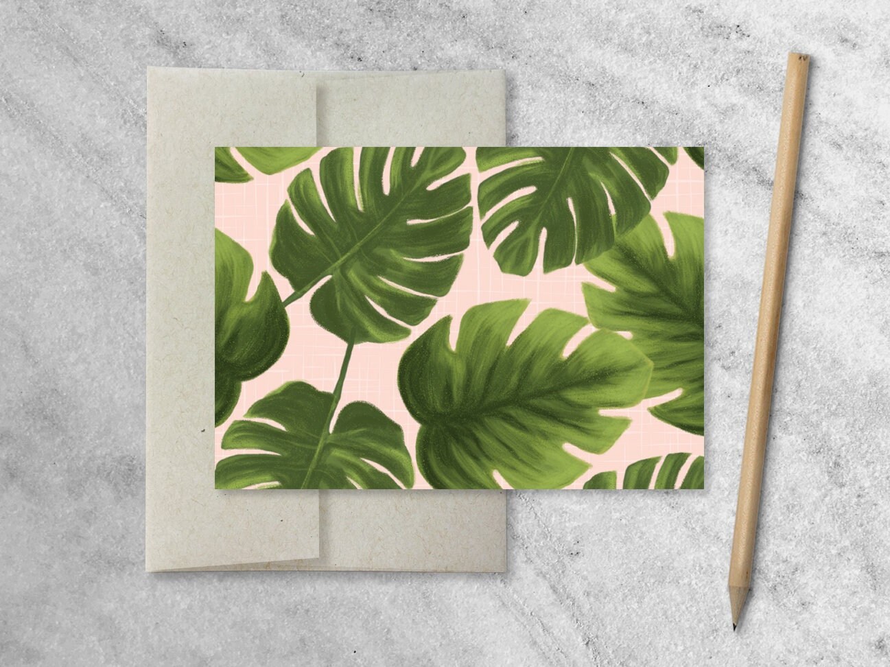 Monstera Leaf Note Cards: Thank You Cards, Boxed Set of 8 - Etsy