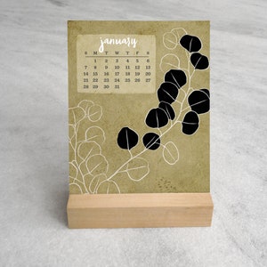2024 Desk Calendar With Wood Stand, Flora Desk Calendar 2024, Standard ...