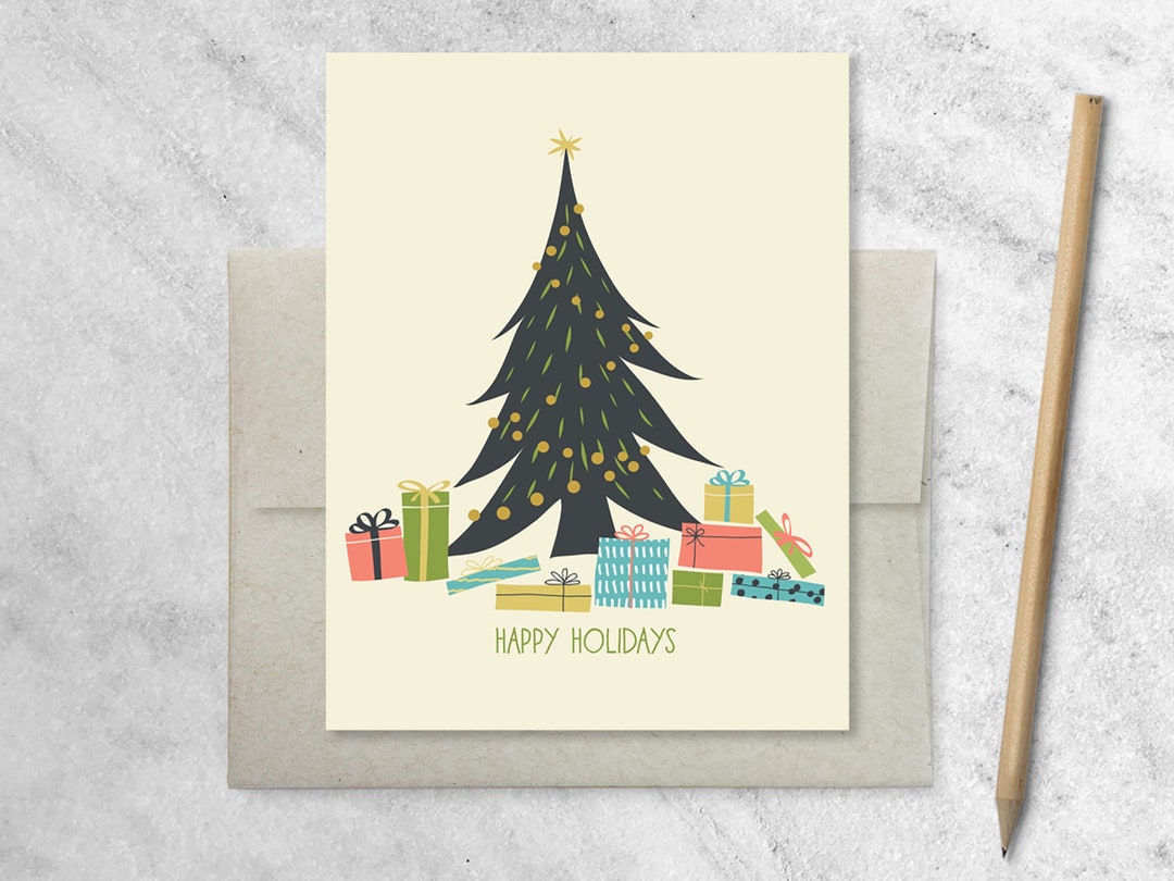Boxed Christmas Cards With Kraft Envelopes | Set of 8 Holiday Cards ...