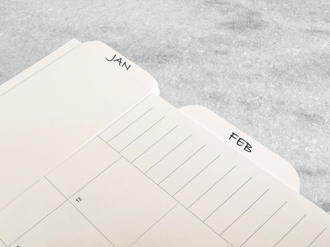 Planner Dividers, Set of 12 Card Stock Monthly Divider Tabs, Snap-in ...