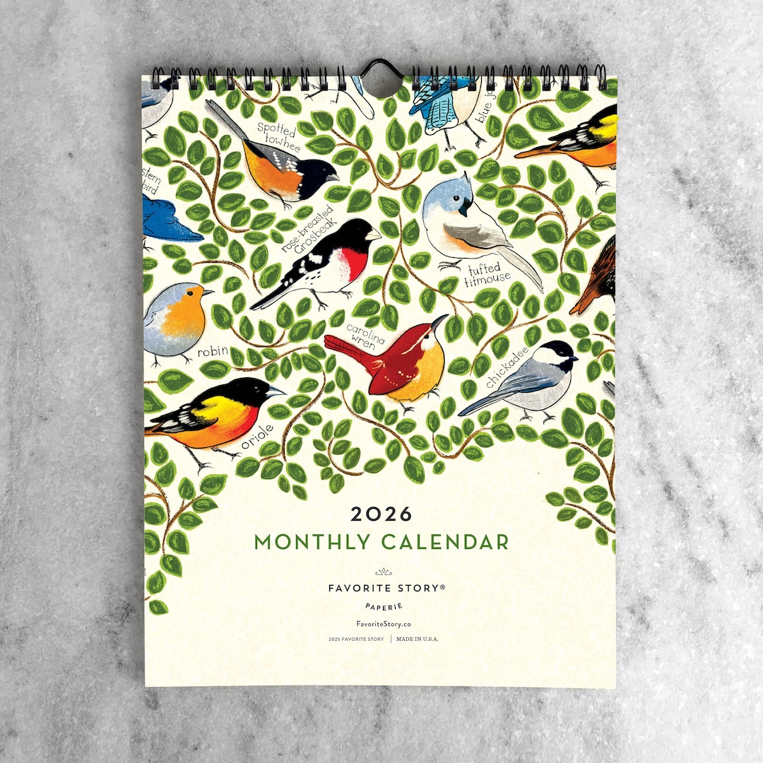 2026 Illustrated Birds Wall Calendar: 8.5x11 Monthly Flip Calendar - Etsy