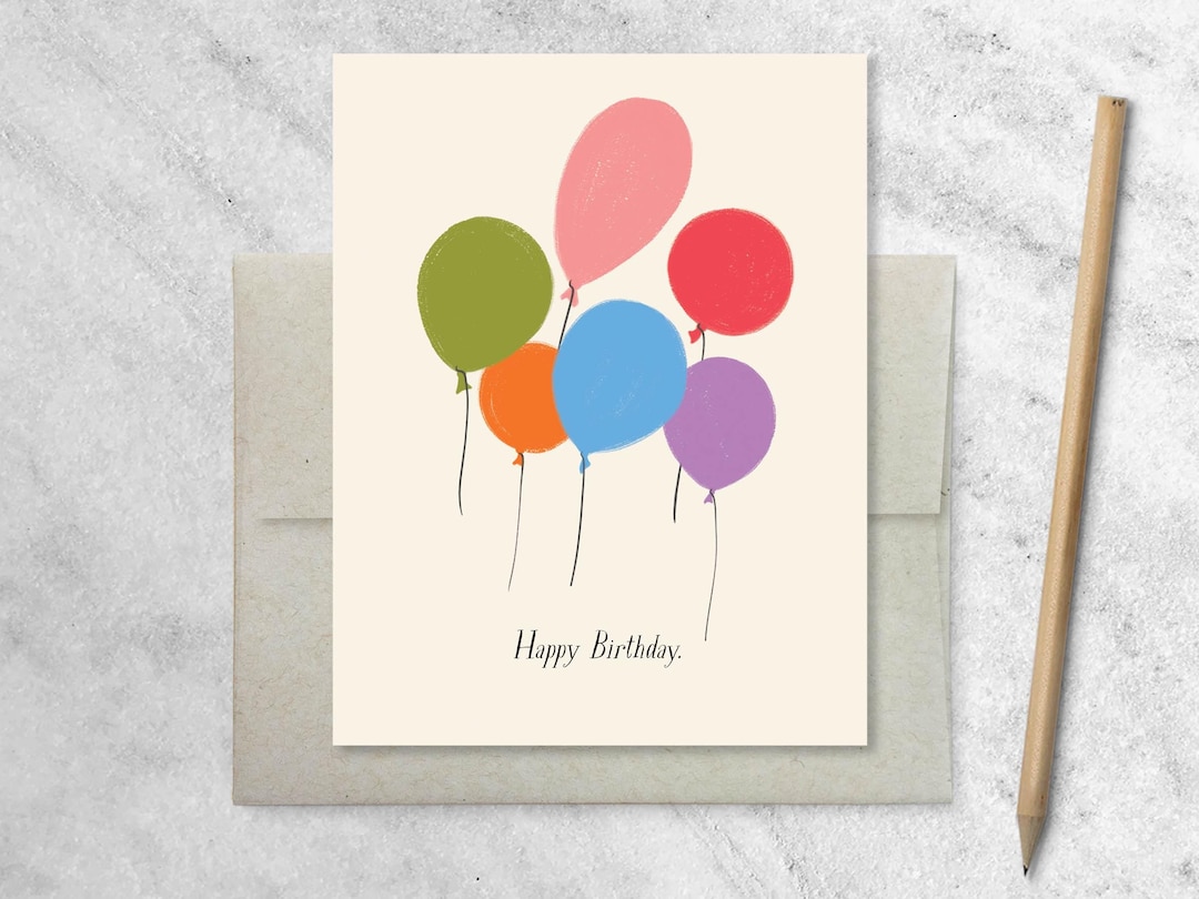 Balloons Birthday Card: Kids Celebration, Kraft Envelope (A2) - Etsy