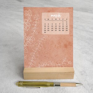 2024 Desk Calendar With Wood Stand, Flora Desk Calendar 2024, Standard ...