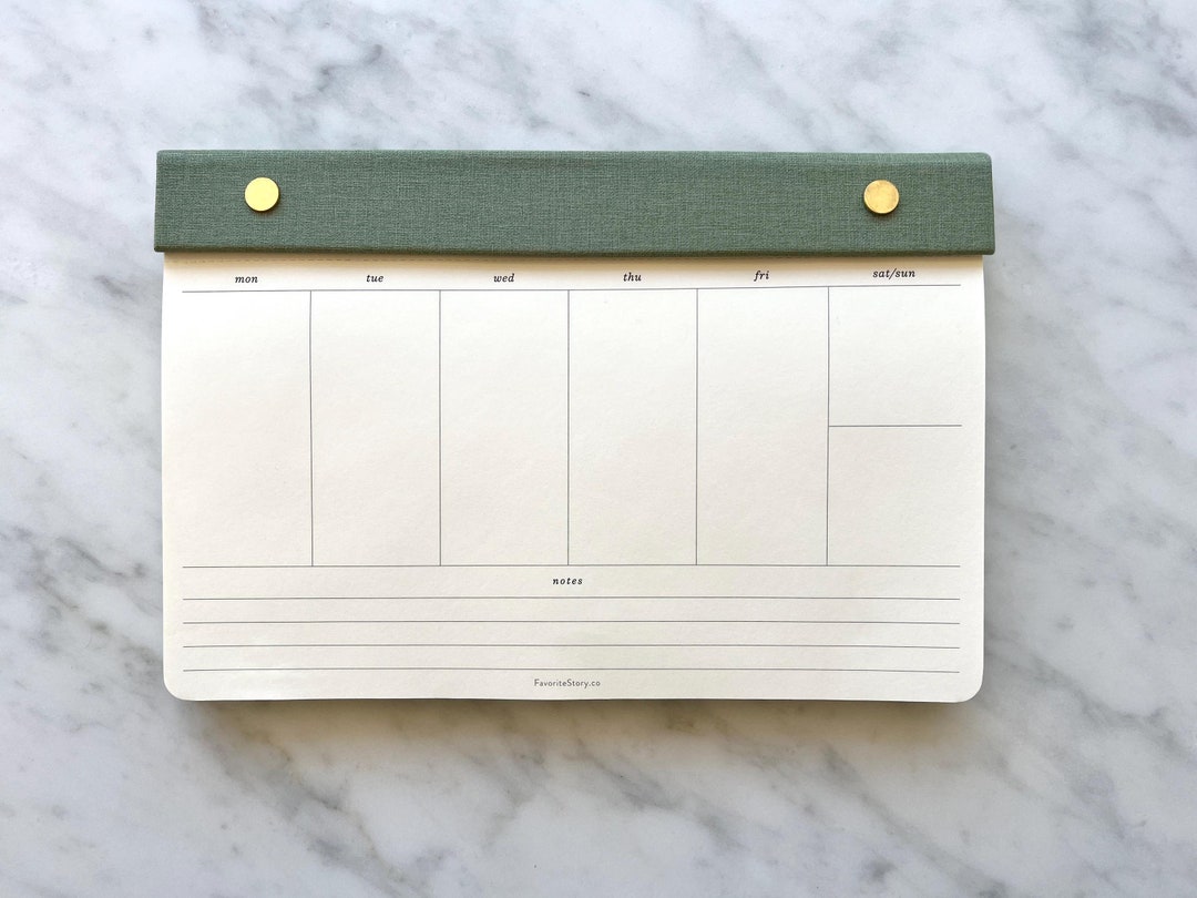 Weekly Planner Notepad With Brass Screws and Refillable Bookcloth Case ...